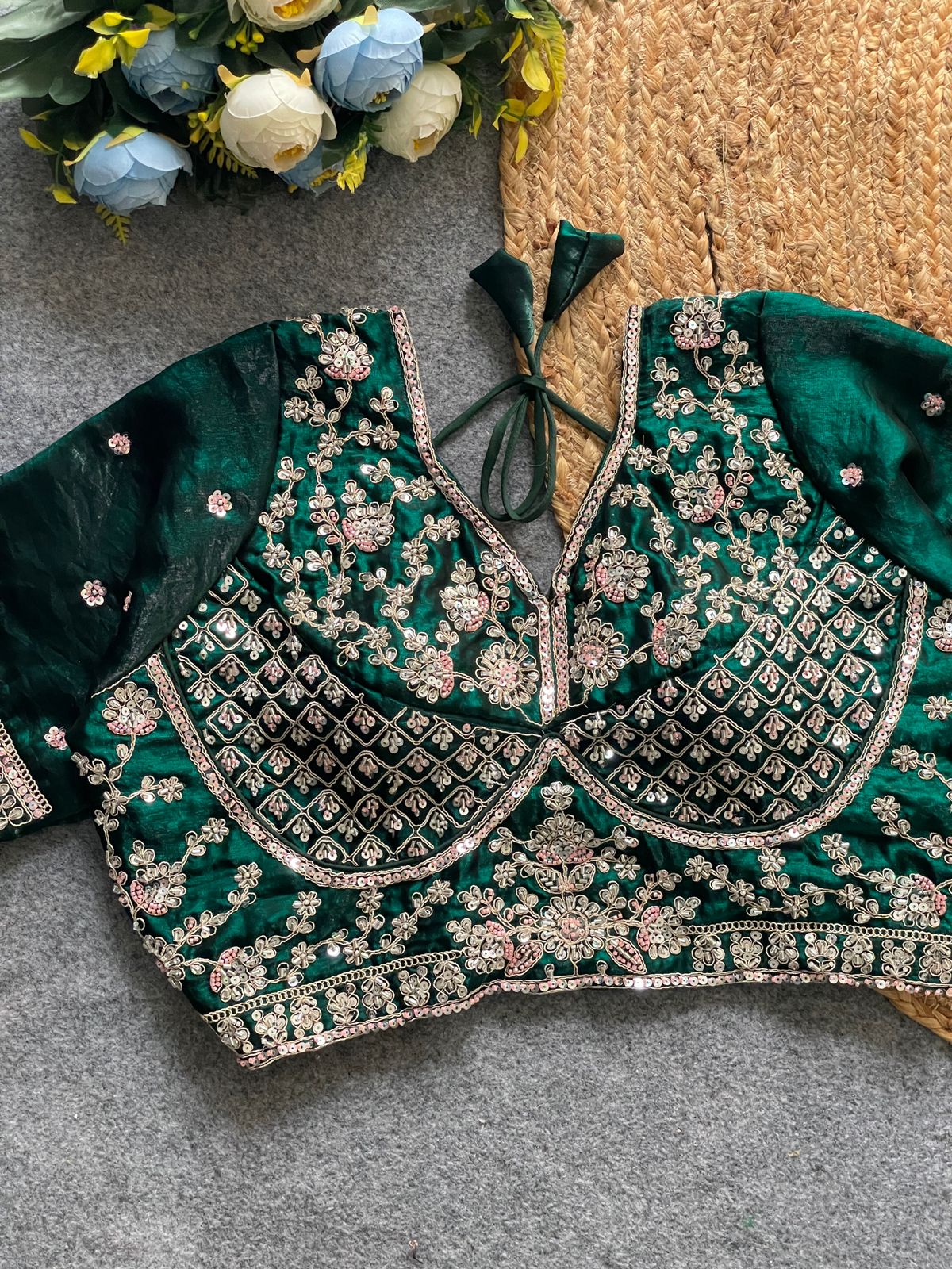 Heavy Handwork + Sequins & Codding Thread Work ready made blouse – Jelda